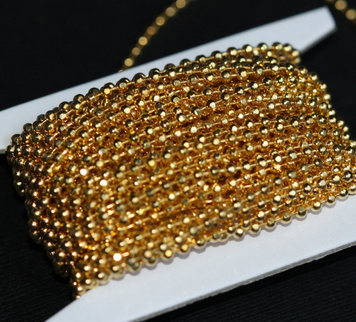 10 Ft Spool Gold Plated Brass Faceted Ball Chain 2.4mm - Etsy