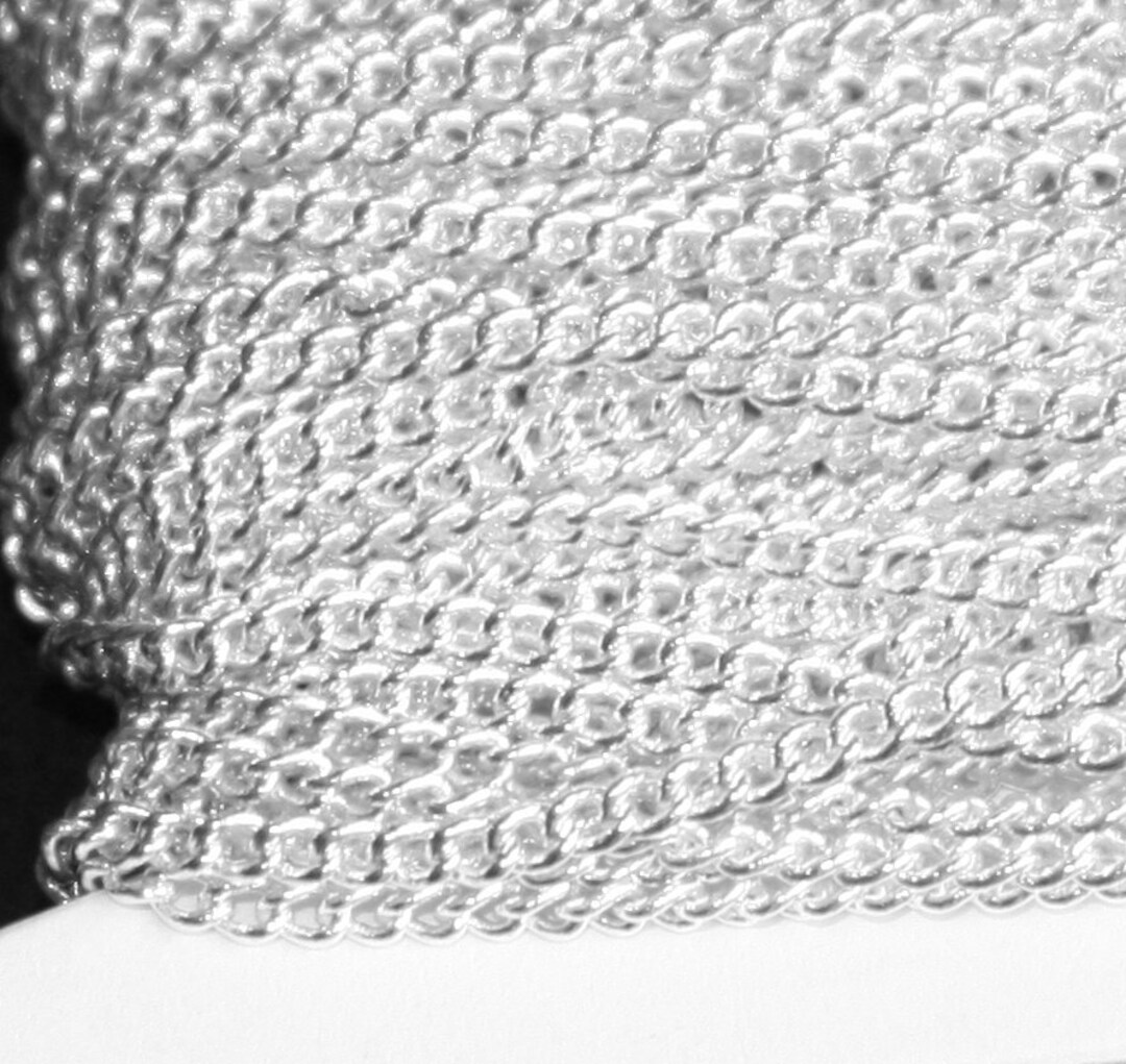 10ft Silver Finished Small Curb Chain 2.2 Mm - Soldered Links, Thick ...