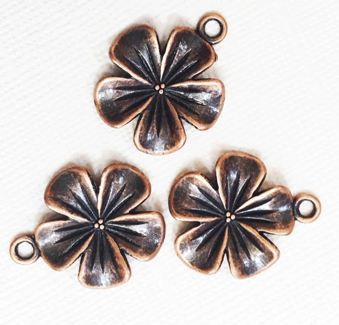 12 Pcs Antique Copper Flower Pendant 20x19mm, Copper Alloy Pendant ...