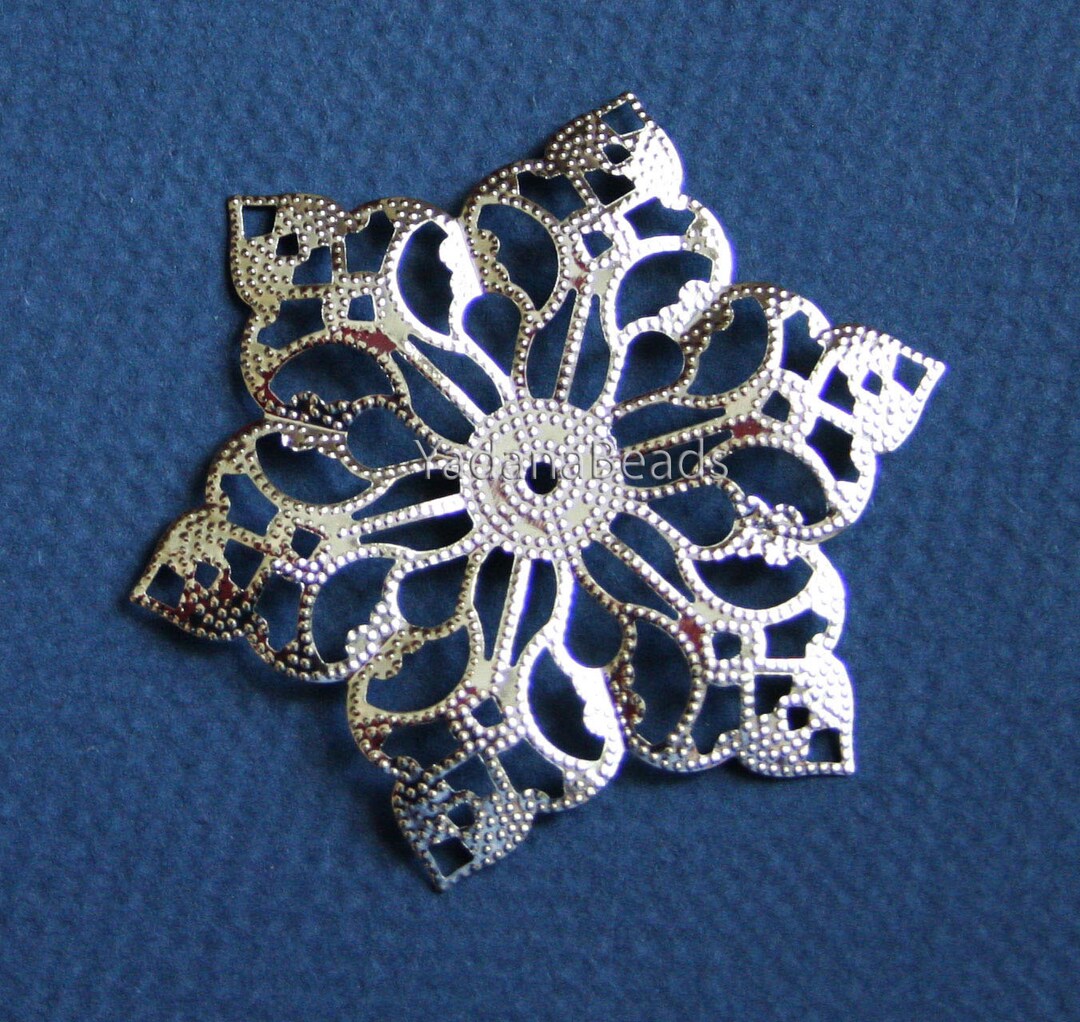10 Pcs Silver Plated Filigree Pendant Drop 63mm - Etsy