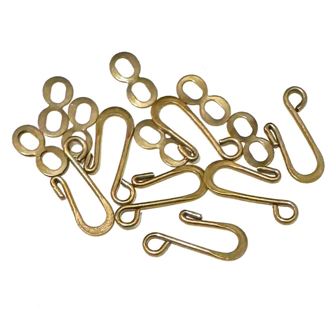 30 Sets of Antique Brass Clasp Flat Hook and Eye Clasps 18x9mm - Etsy