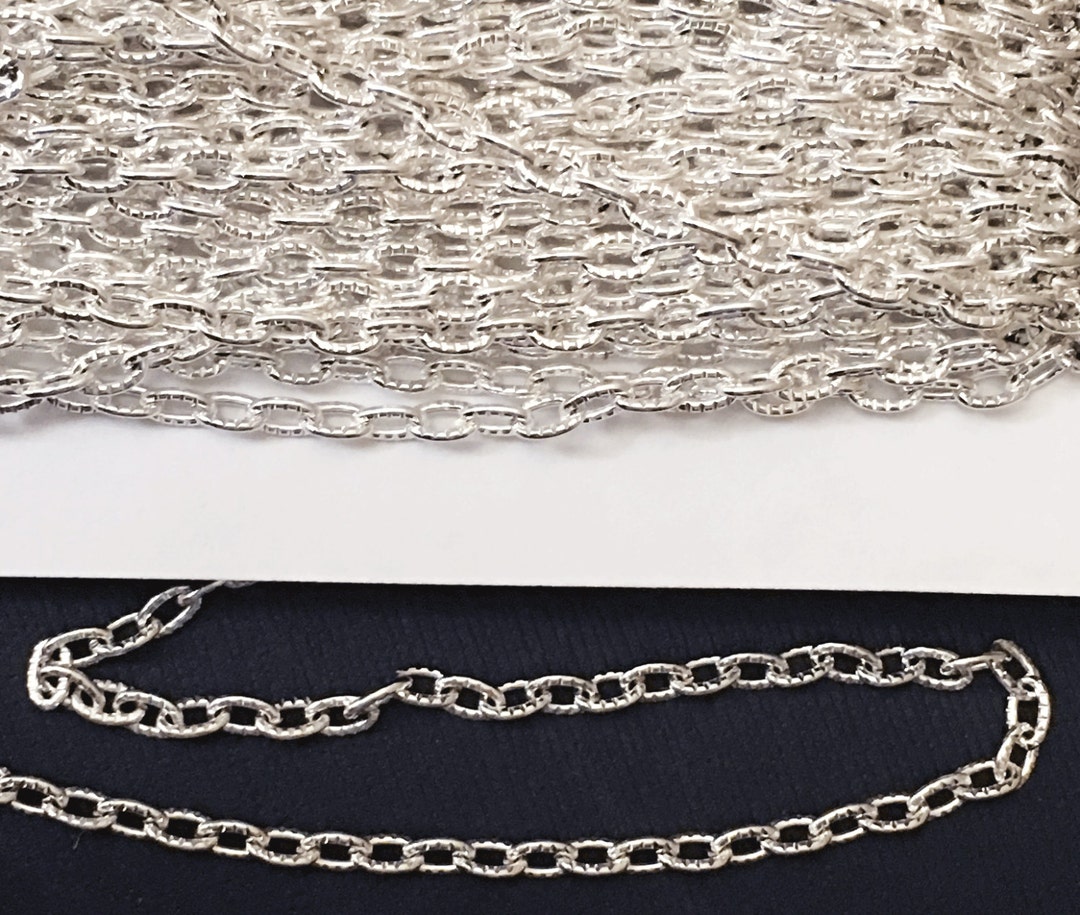 45 Ft Silver Plated Texture Cable Chain: Steel Jewelry Making (3x5mm ...