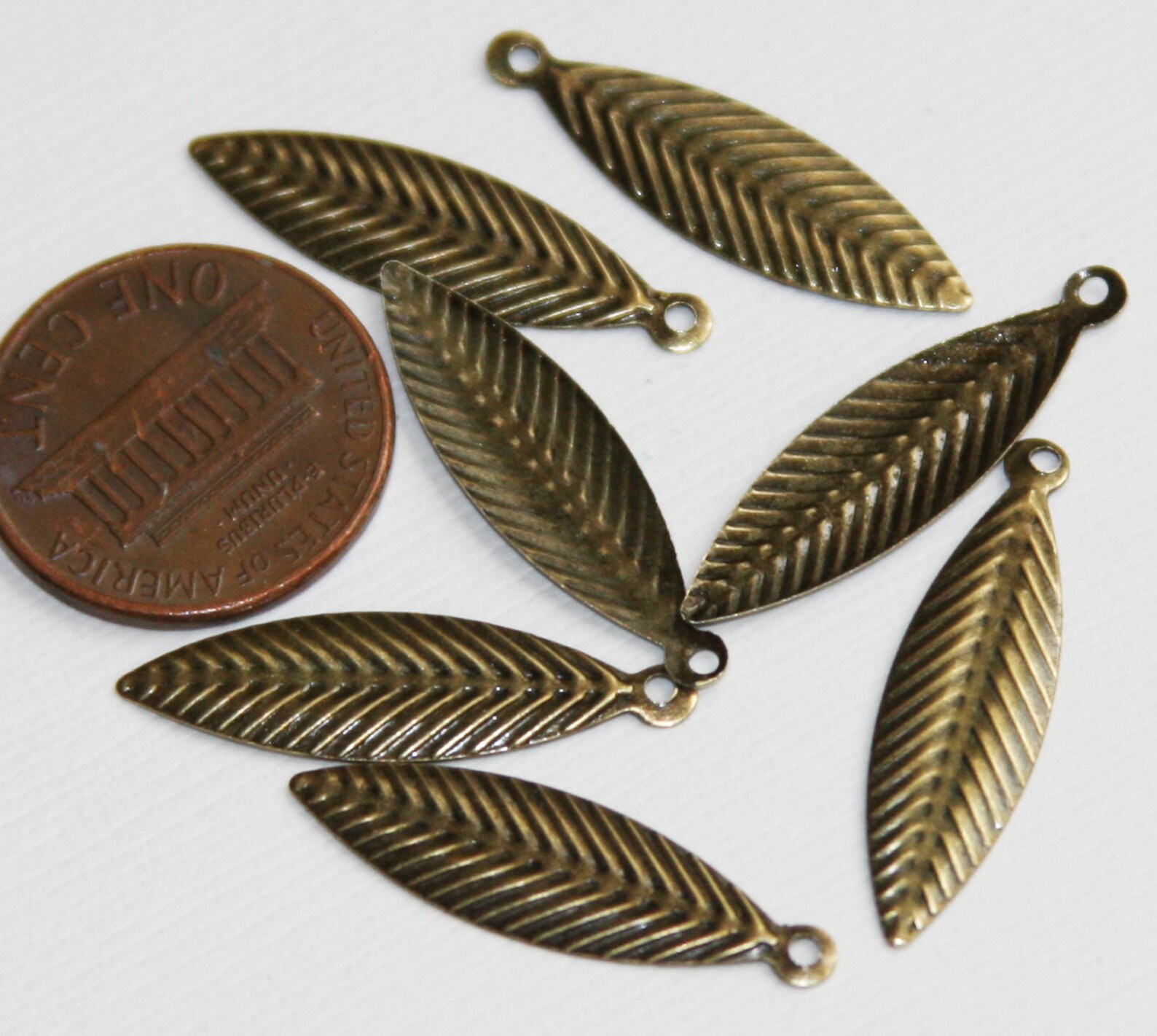 50 pcs gold plated stamp long stamped leaf drops stamped | Etsy