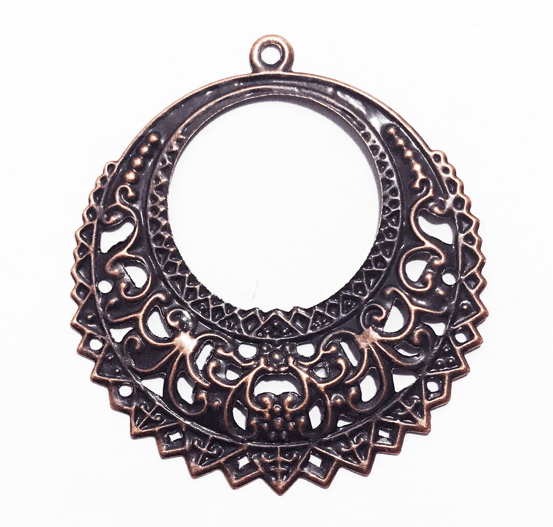 10 Pcs Antiqued Copper Filigree Round 41x38mm, Matte Copper Filigree ...
