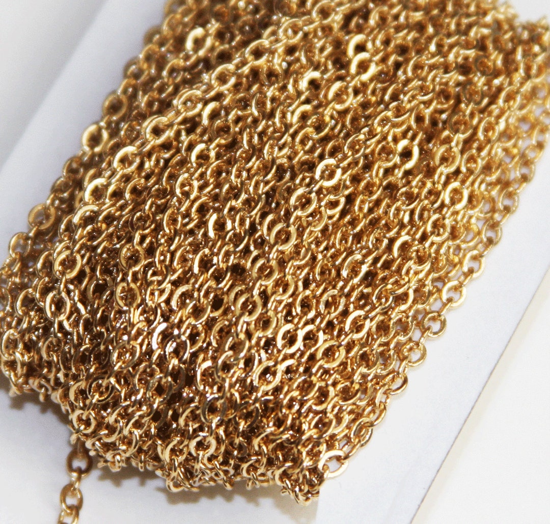 Gold Plated Flat Cable Chain 3x3mm 32ft - Etsy