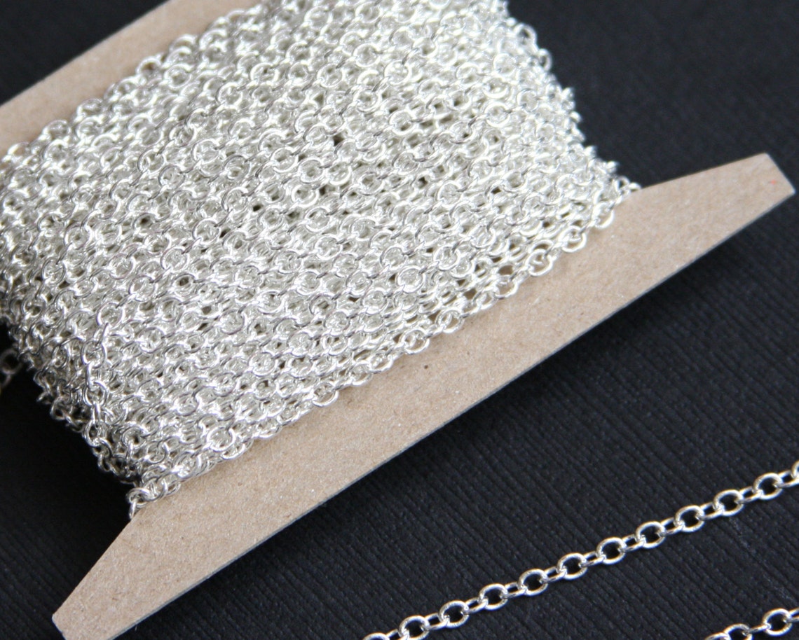 5ft Silver Plated Chainround Cable Chain 2x3mm Small Cable | Etsy