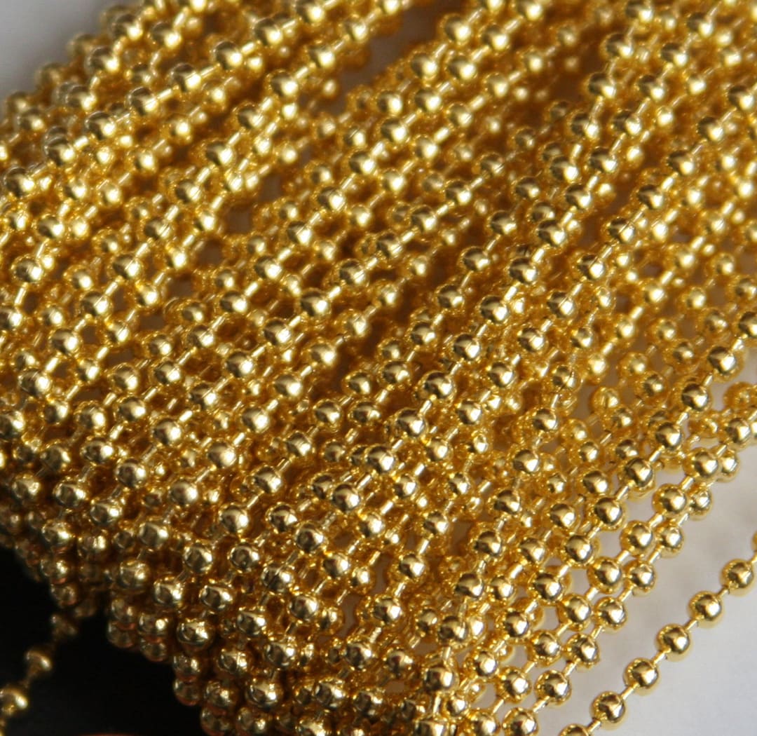 Special Sales: 32 Ft Spool Gold Plated Ball Chain 2.4mm, Gold Chain ...