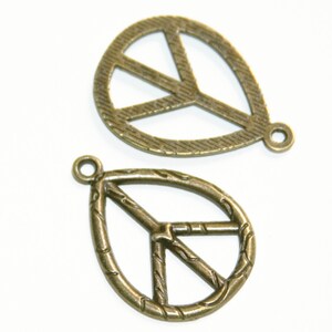 6 Pcs Antique Brass Teardrop Peace Pendant 25x35mm, Antique Bronze ...