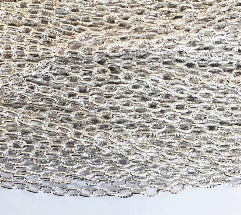 45 Ft Silver Plated Texture Cable Chain: Steel Jewelry Making (3x5mm ...