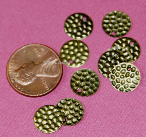 50 Pcs Pf Antique Brass Texture Coin Drops 10mm - Etsy