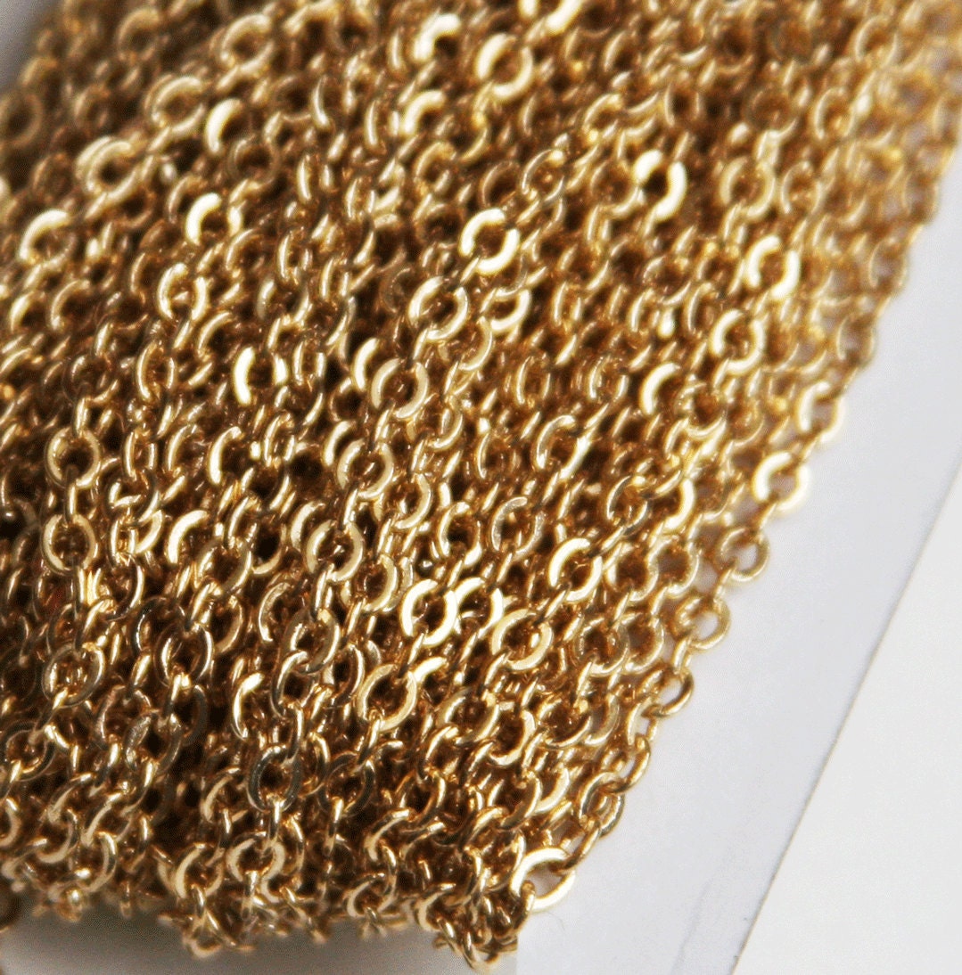Gold Plated Flat Cable Chain 3x3mm 32ft - Etsy