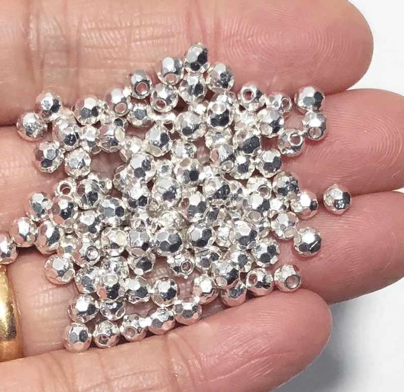 100 Silver Alloy Faceted Round Beads 4mm Bulk White Silver - Etsy
