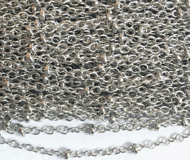 10ft Antique Silver Color Plated Brass Chain With Beads | Etsy