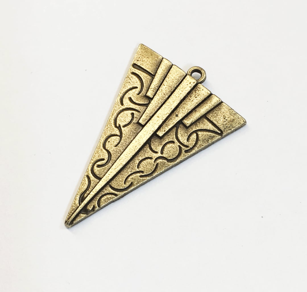 4 Antique Bronze Triangle Pendant 30x45mm, Antique Brass Plated Large ...