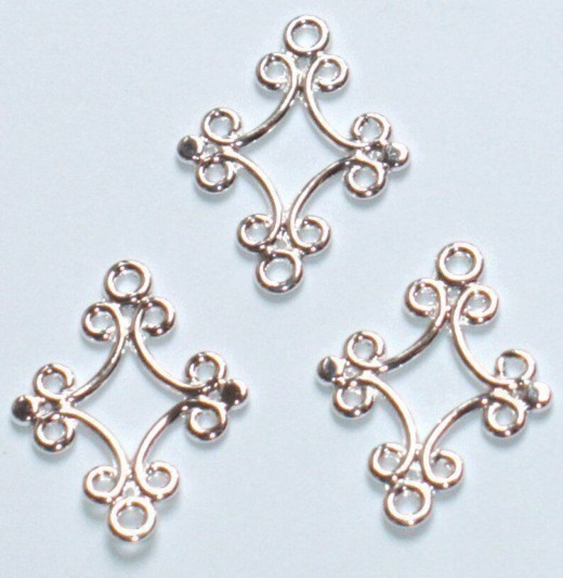 10 Pcs Silver-plated Brass Fancy Diamond Links 24x18mm - Etsy