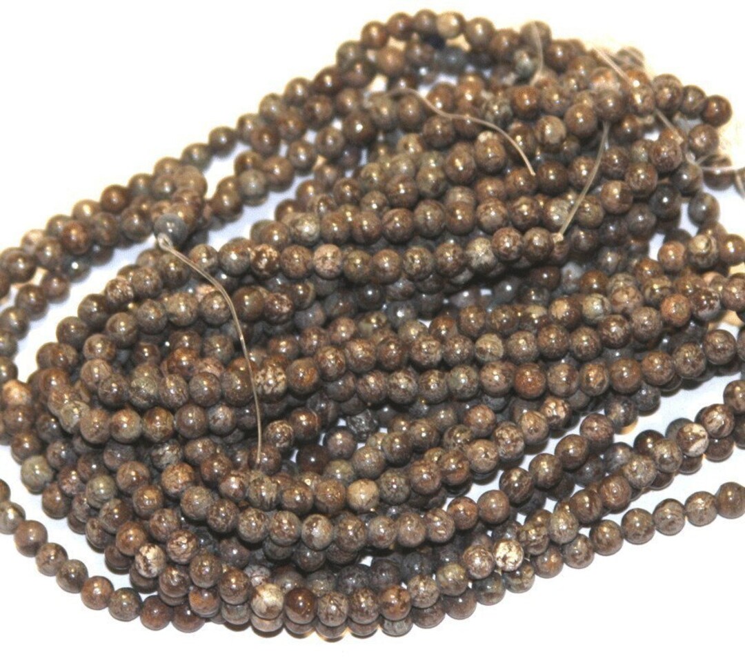 One Strand Brown Snow Jasper Round 4mm - Etsy