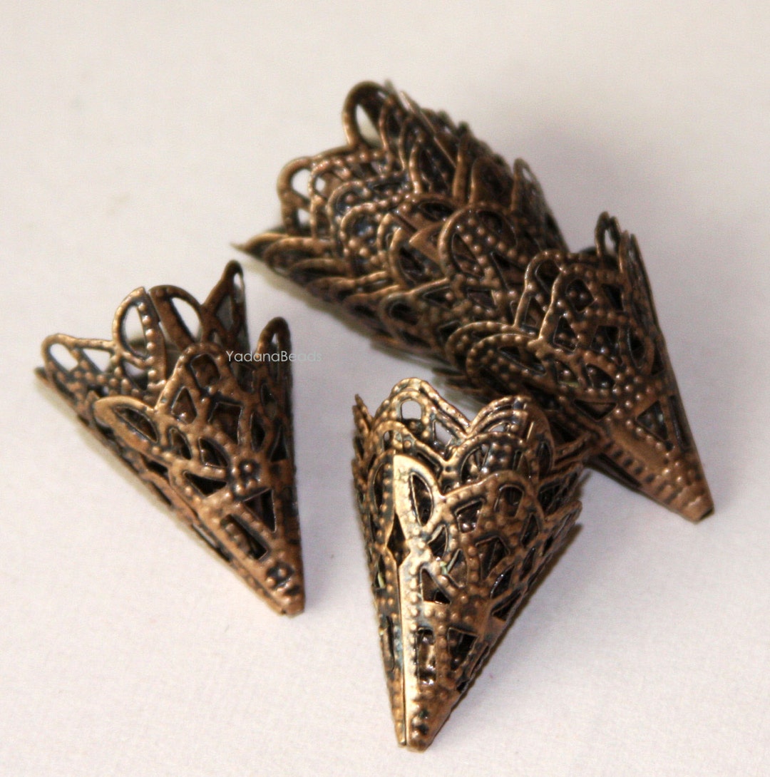 15 Pcs Antiqued Copper Filigree Cone Bead Cap 20x17mm - Etsy