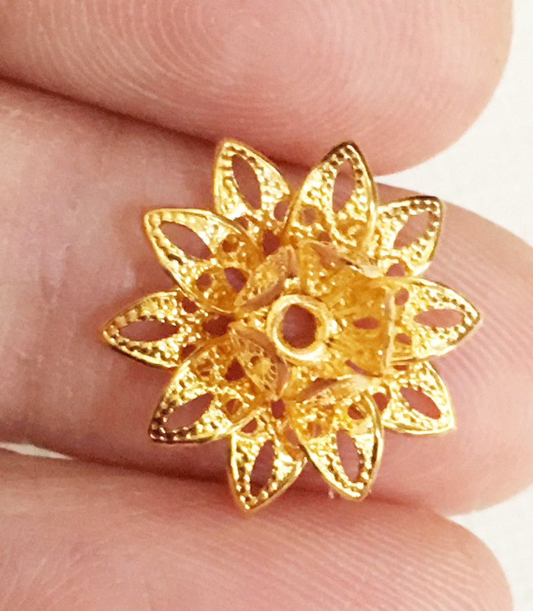 8 Pcs Gold Plated Filigree Bead Cap 16x8mm, Gold Flower - Etsy
