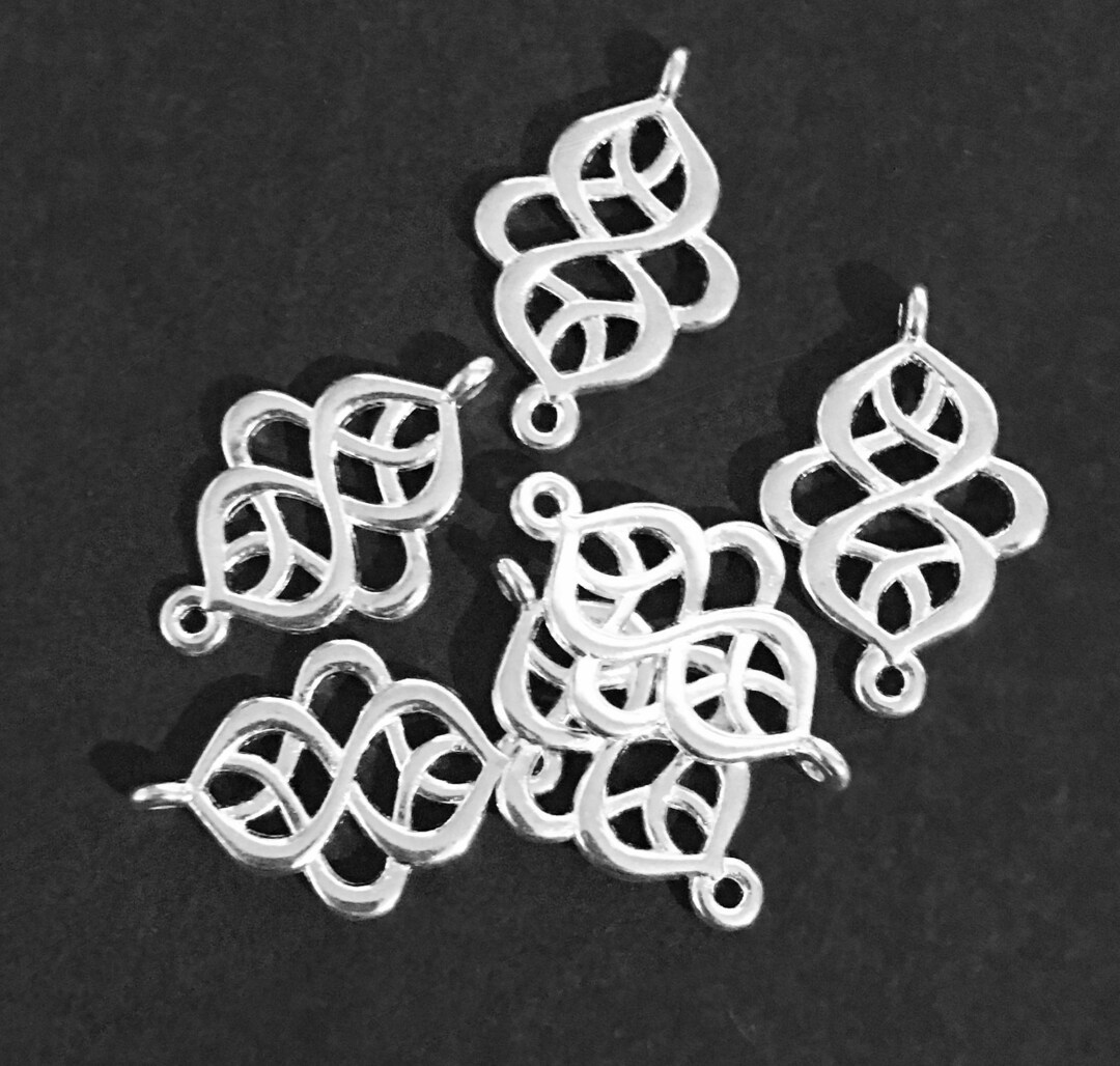 12 Pcs Silver Swirl Connector 28x18mm, Silver Plated Connector, Silver ...