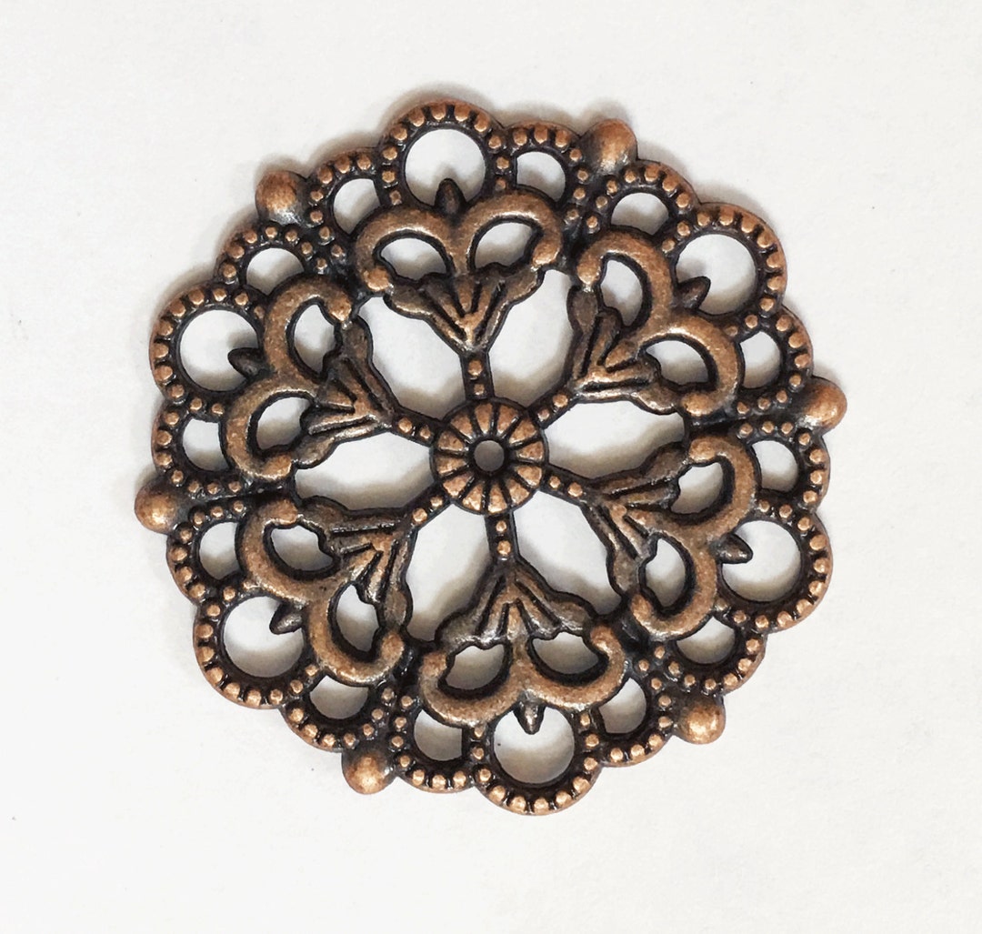 Bulk 20 Pcs Antique Copper Filigree Focal Pendant 29mm, Antique Copper ...