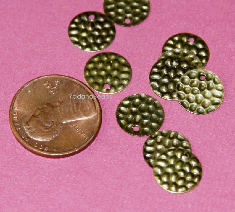 50 Pcs Pf Antique Brass Texture Coin Drops 10mm - Etsy