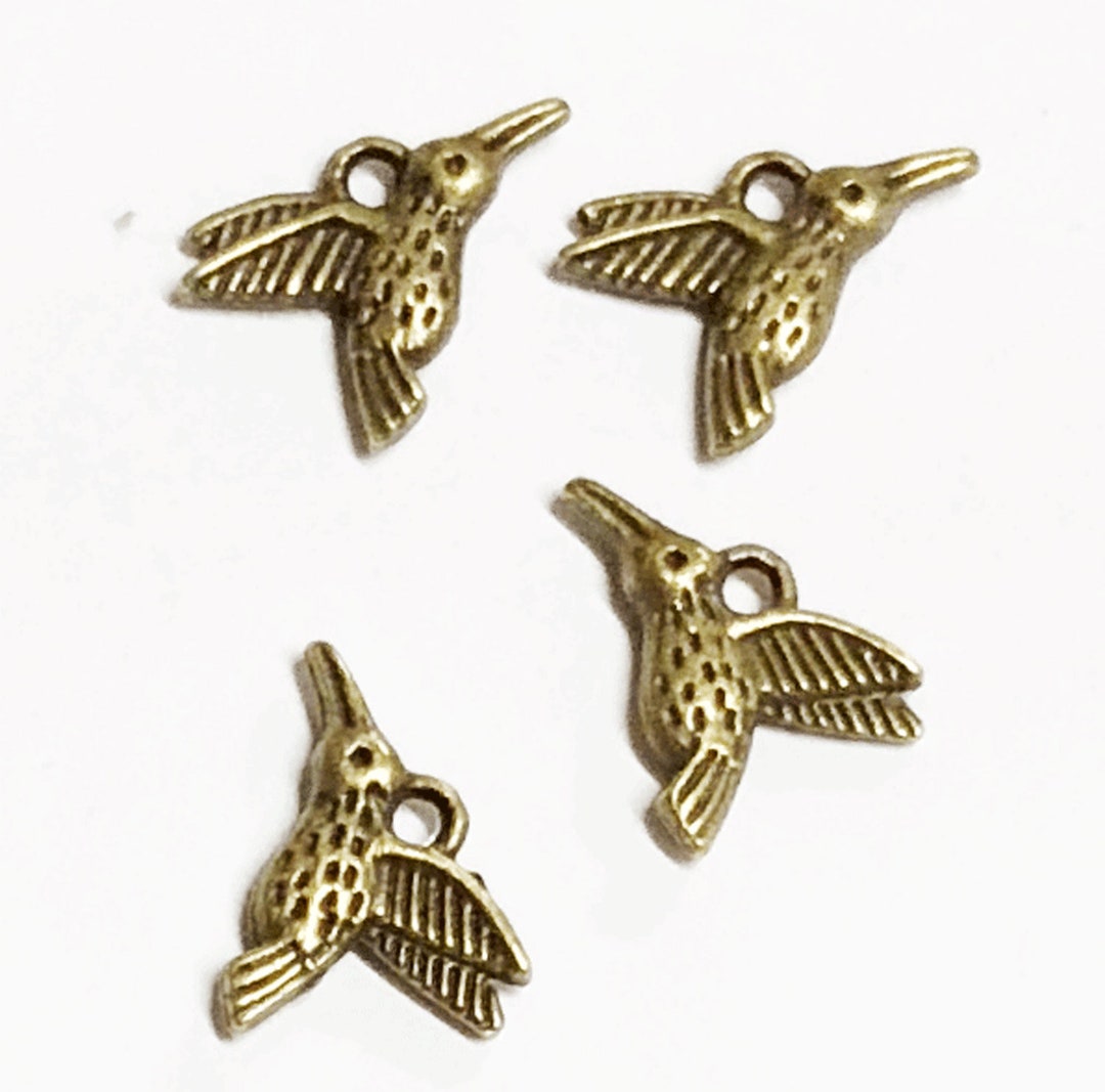 20 Antique Brass Small Hummingbird Charm 16x12mm, Bulk Humming Bird ...