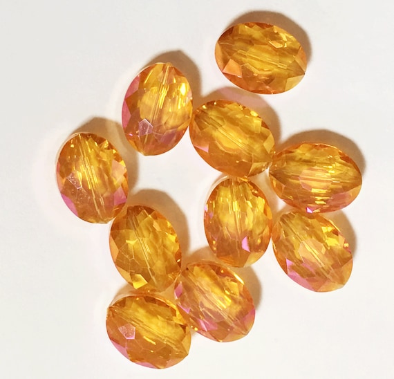 6 pcs two tone oval crystal beads beads 12x15mm electro | Etsy