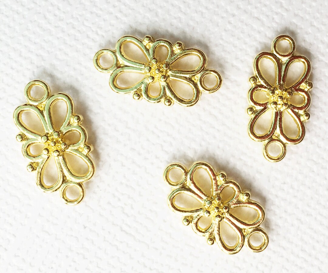 20 Gold Plated Flower Connector Links: 16x8mm Jewelry Supplies - Etsy