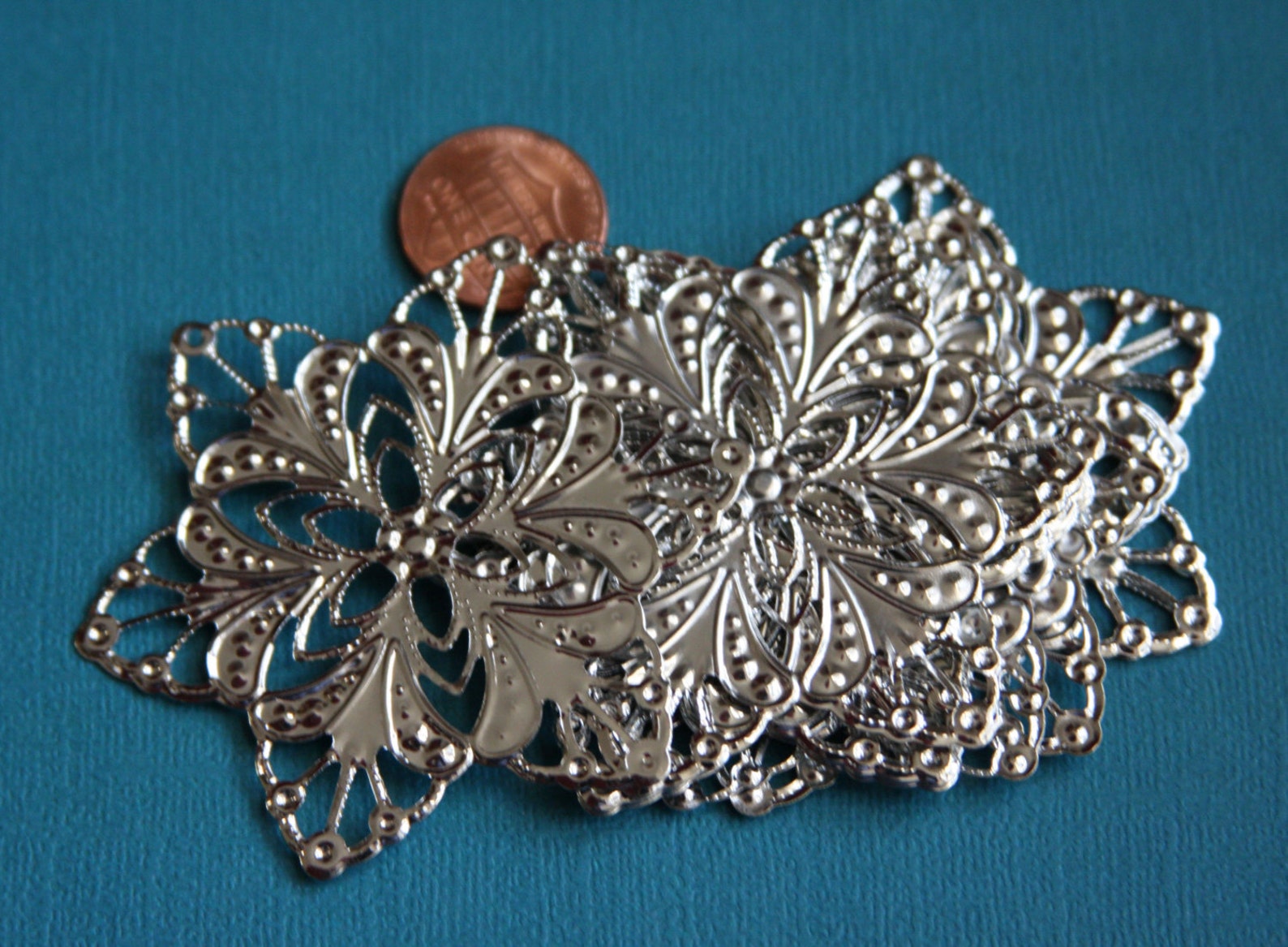 10 Pcs of Platinum Color Plated Filigree Flower Wrap 60mm - Etsy