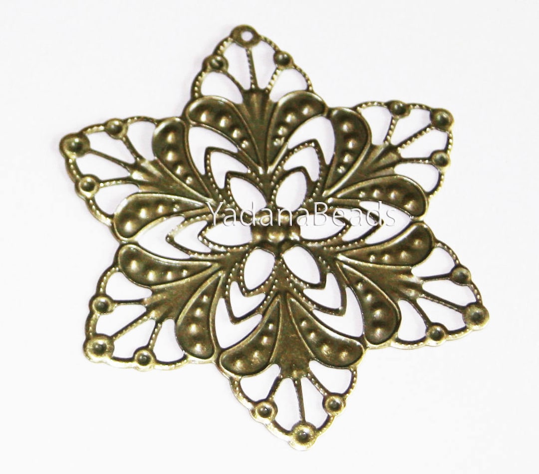 10 Pcs Antique Brass Filigree Flower Wrap 60mm - Etsy