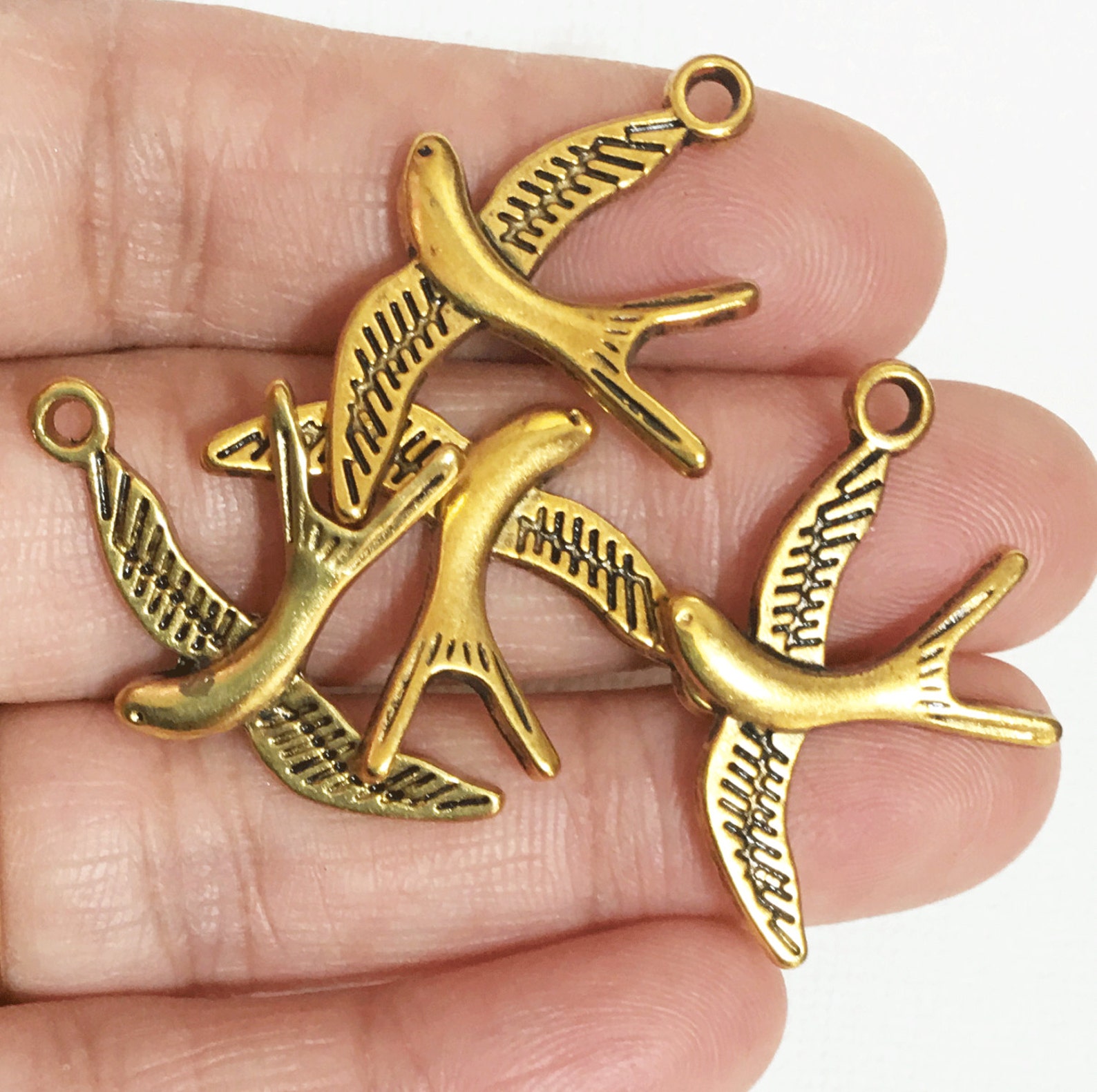 Bulk 50 Pcs Antiqued Gold Sparrow Bird Drops 28x20mm - Etsy