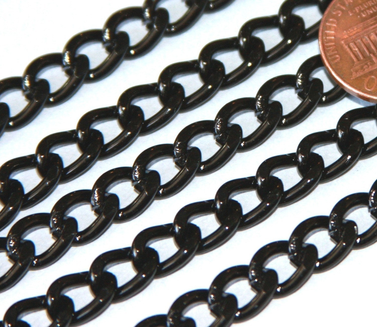 25 ft Aluminum Curb open link chain 7X10mm Black color | Etsy