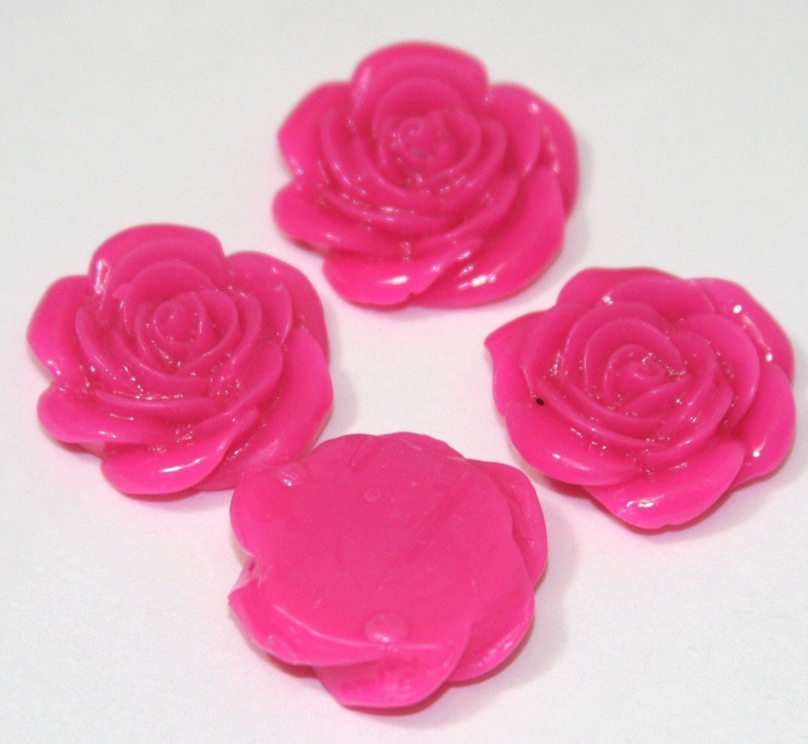 10 Pcs of Acrylic Flower Cabochons Fuchsia Pink 22x21mm | Etsy