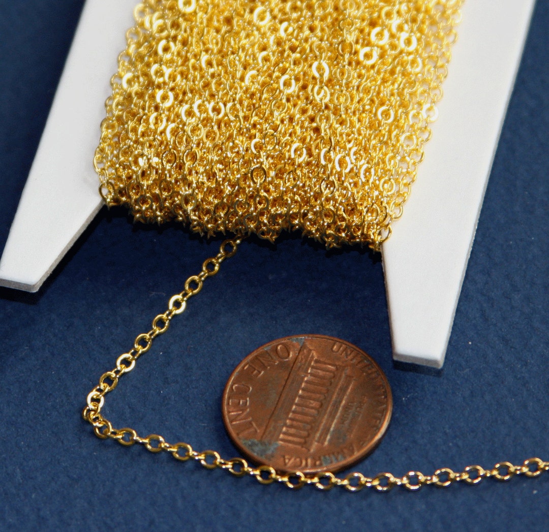 32 Ft Spool Gold Plated Chain 2mm Tiny Flat Solder Cable Chain - Etsy