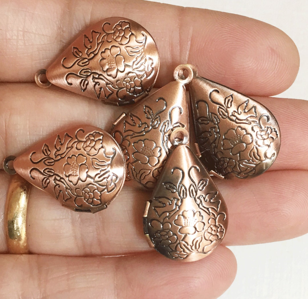 10 Pcs of Antique Copper Teardrop Locket Pendant 15x24mm - Etsy