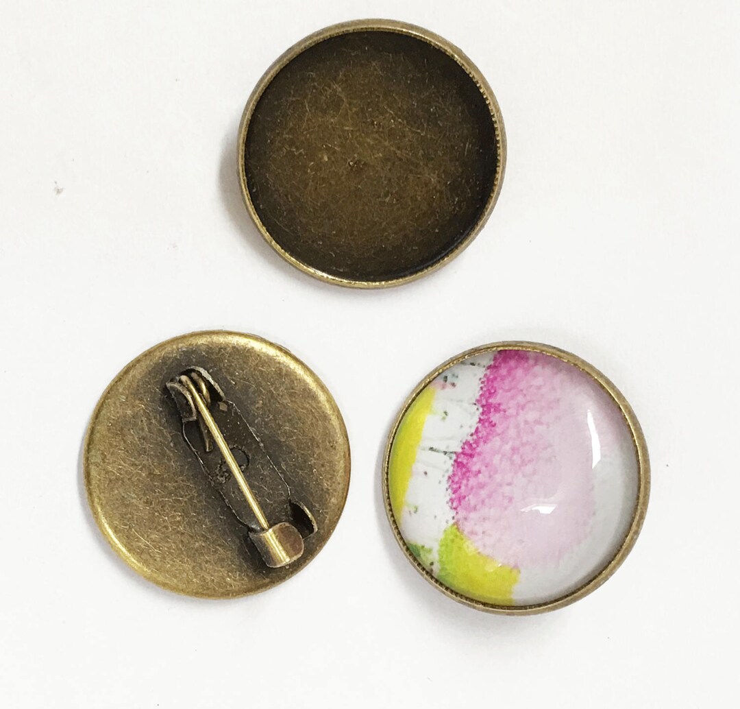 20 Antique Bronze Cabochon Setting for Brooch , Steel Safety Brooch ...