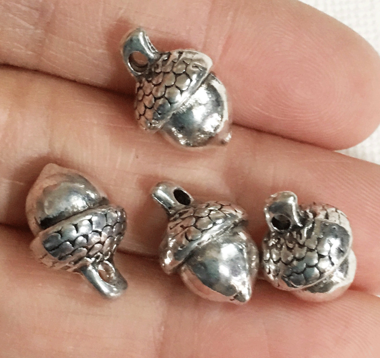 4 Pcs Antique Silver Plated Acorn Charm 15x10mm Antique | Etsy