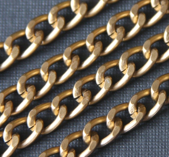 50 Ft Aluminum Curb Open Link Chain 7x10mm Antiqued Gold - Etsy