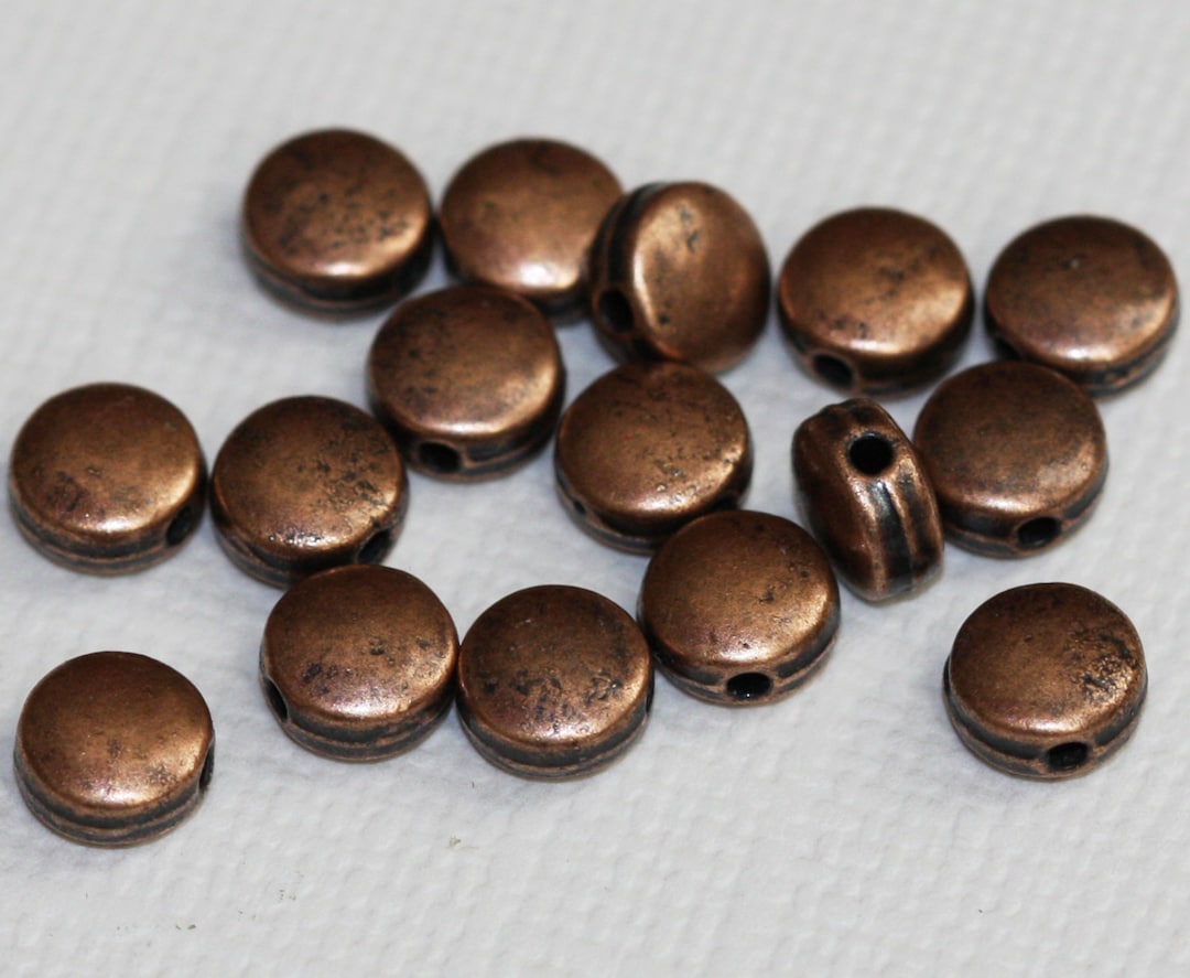 50 Pcs Antique Copper Finished Puff Coin Spacer Beads 6x3.5mm - Etsy