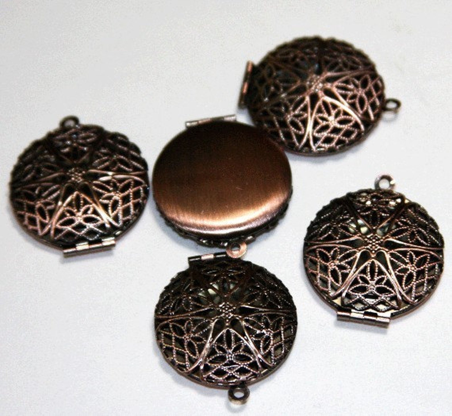 5 Pcs of Antiqued Copper Filigree Locket Charm Pendant 27x32mm - Etsy