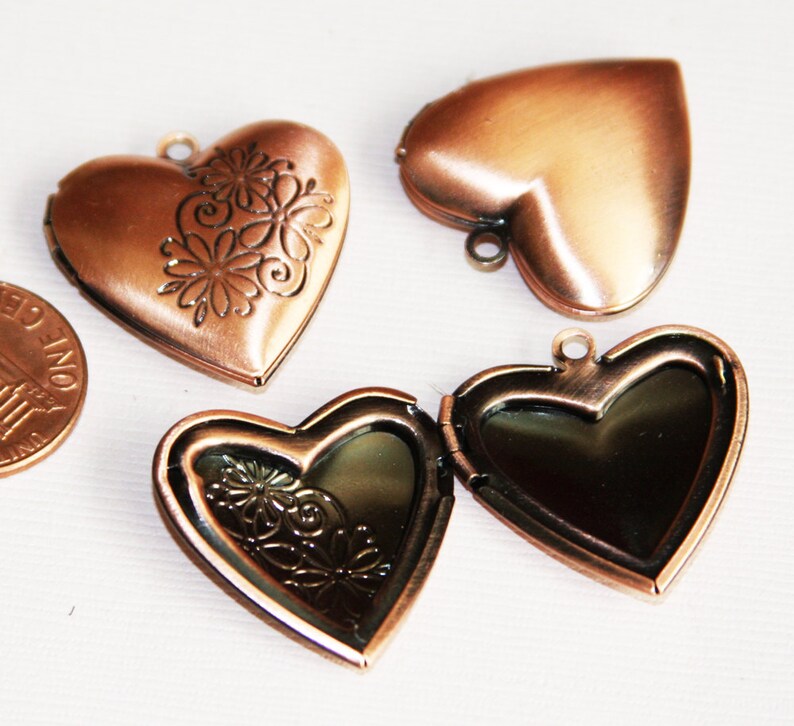 2pcs of Antiqued Copper Heart Locket Pendant 25mm - Etsy