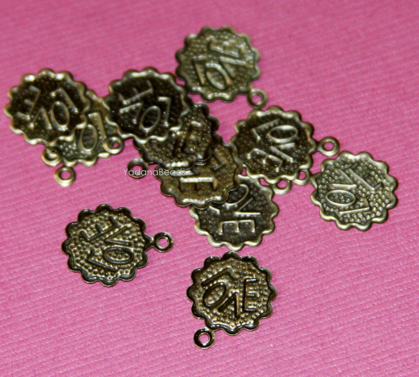 50 Pcs Pf Antique Brass LOVE Coin Drops 12mm - Etsy