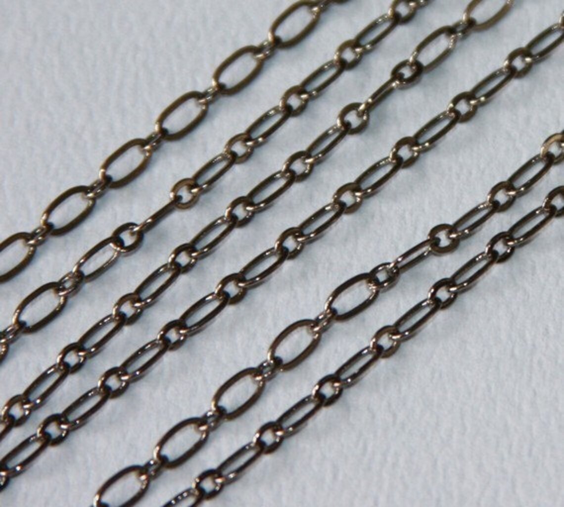 Antiqued Brass Chain Long and Short Chain 4x2mm - Soldered Links 100 Ft ...