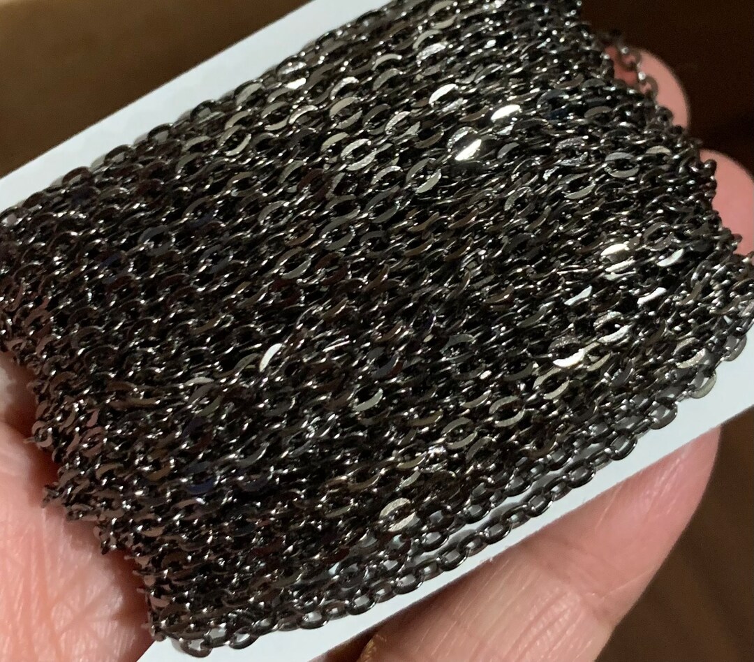 45 Ft Gunmetal Flat Cable Chain: Steel Jewelry Making Supplies (2x3mm ...