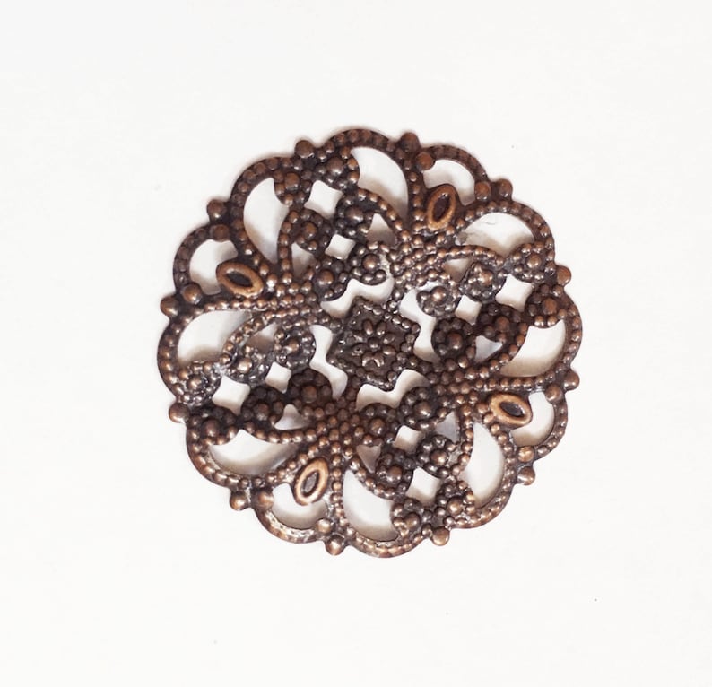 12 Antique Copper Filigree Round 22mm Red Bronze Filigree - Etsy