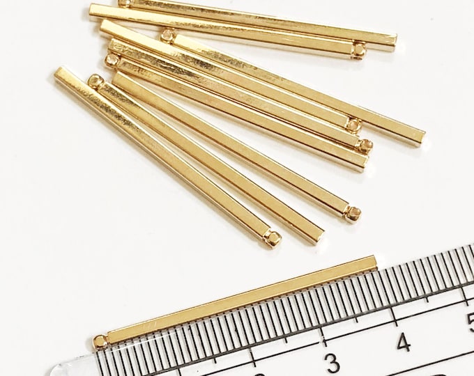 10 Light Gold Color Brass Rectangle Bar Pendant 2x 40mm Long - Etsy