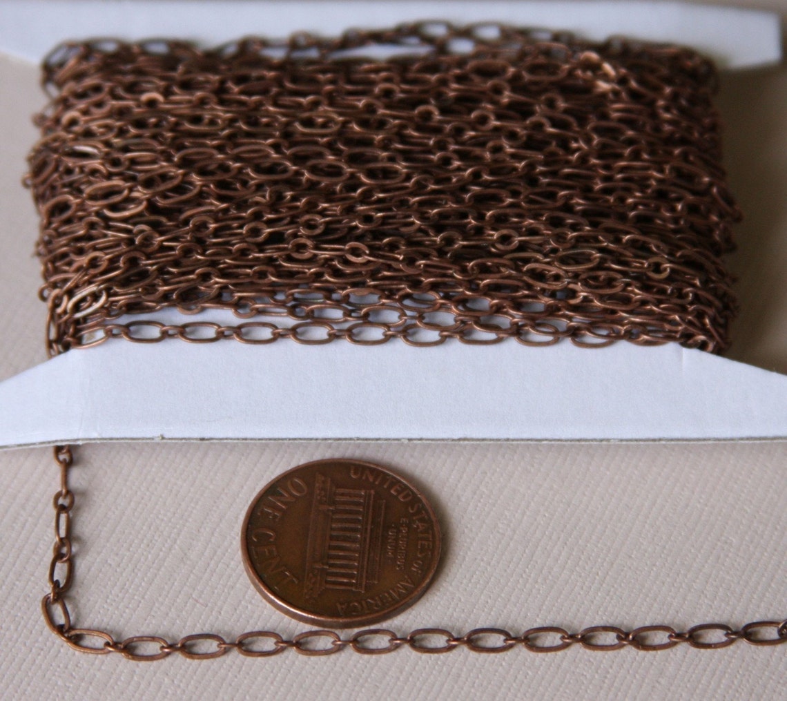 3ft SAMPLE Chain Antiqued Copper Long and Short Chain 4x2mm | Etsy