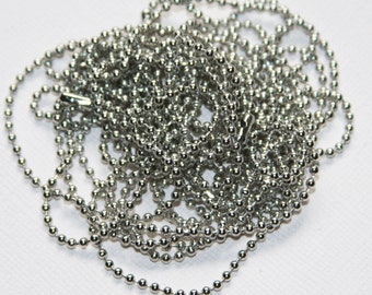 12 Ft. Spool of Rhodium Plated ROUND Ball Chain 1.5mm Ball Size With 10 ...