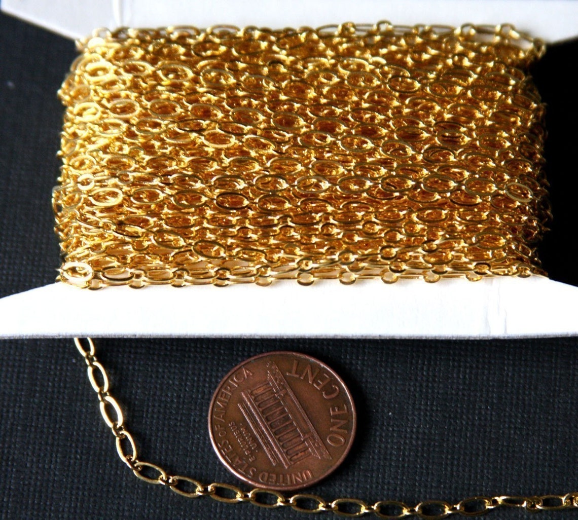 3ft SAMPLE Chain of Gold Plated Long and Short Chain 4x2mm - Etsy