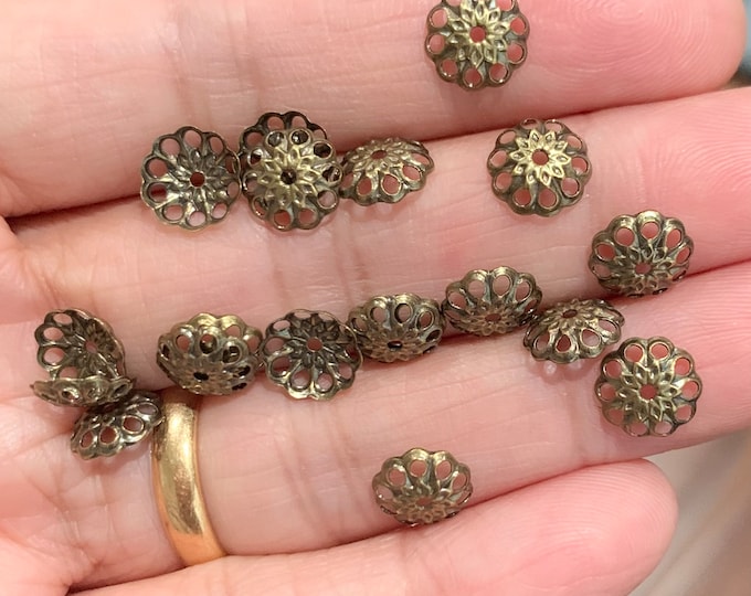 100 Pcs Antiqued Copper Plated Over Brass Filigree Beads Cap 9mm - Etsy